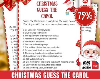 Guess the Christmas Carol Printable PDF Game - Instant Download - Etsy