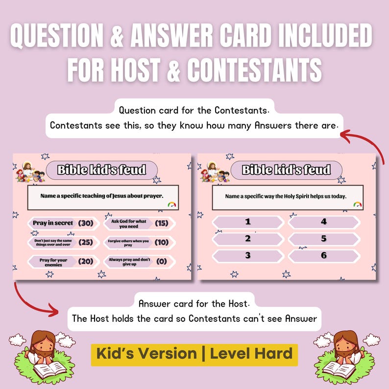 Bible Family Feud Hard Level Game for Kids – 100+ Printable Bible ...