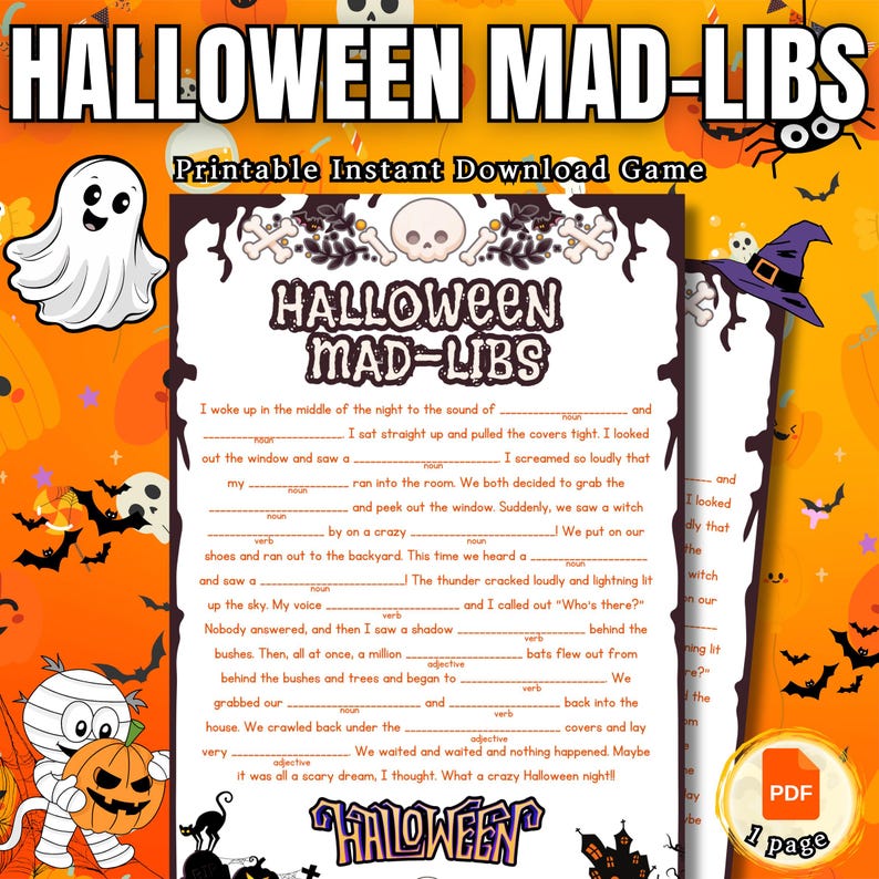 Halloween Mad Libs | Spooky Story Fill-in-the-blanks Game | Fun Festive ...