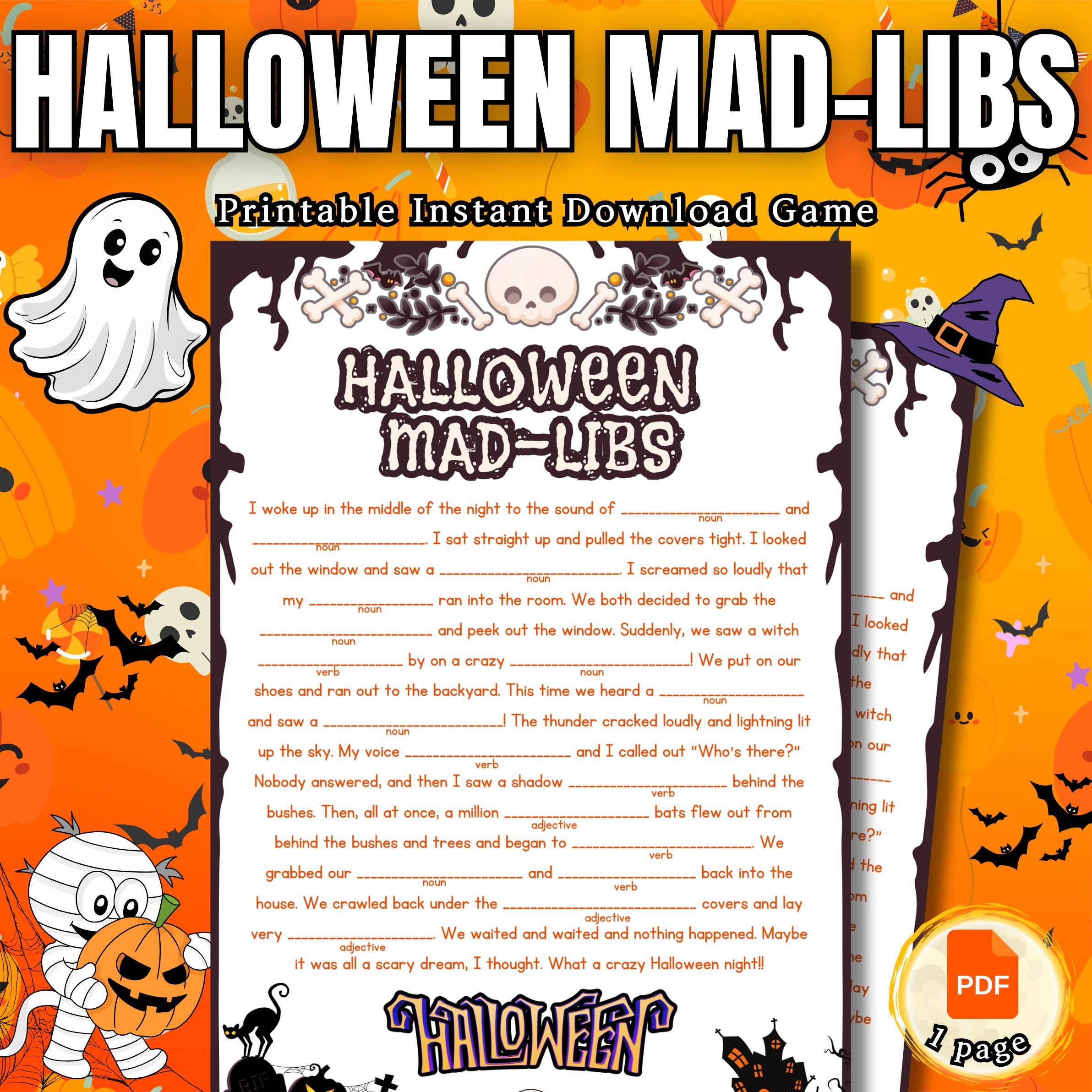 Mad Libs De Halloween Para Imprimir En Blanco