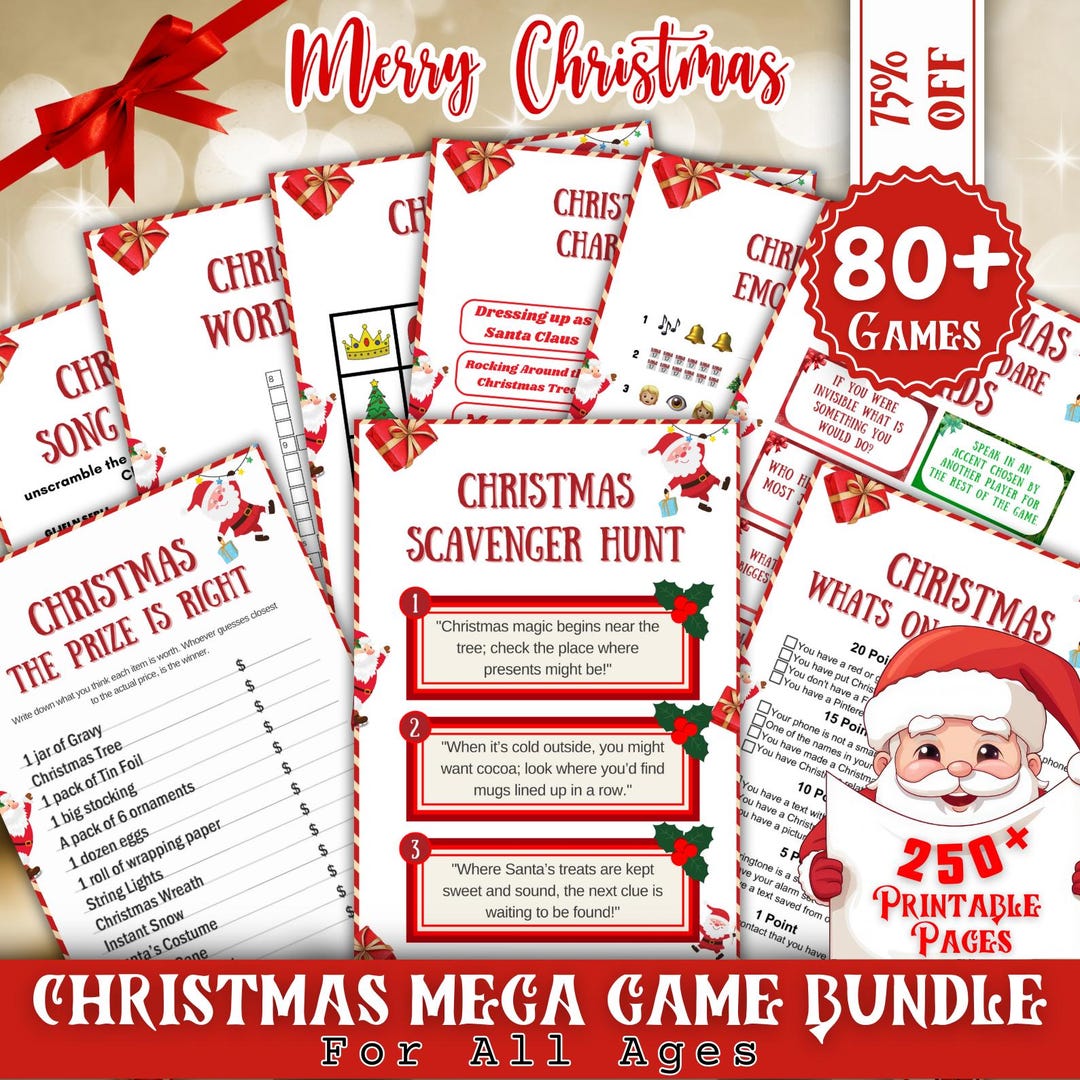 80+ Christmas Games Mega Bundle, 250+ Printable Christmas Party Game ...