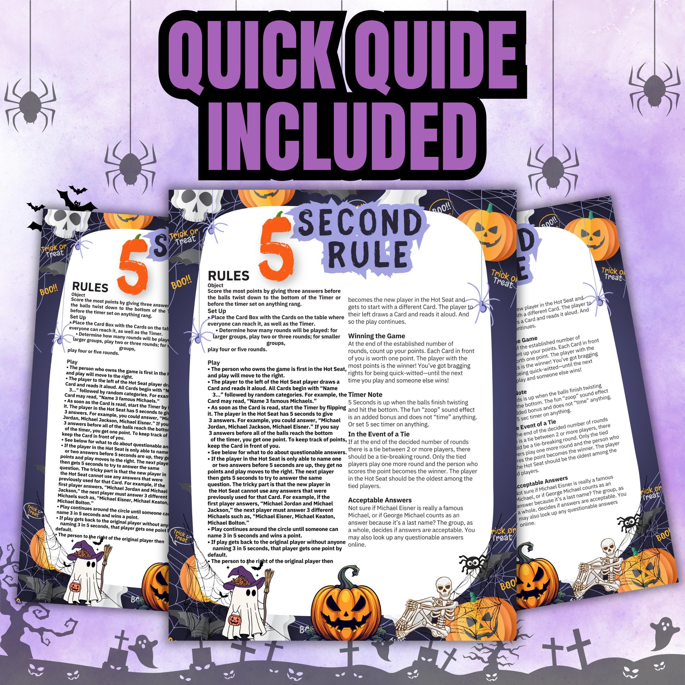 120+ Halloween 5-second Game Cards | Exciting Spooky Trivia Challenge ...