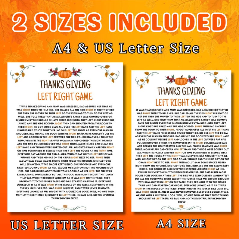 Thanksgiving Left Right Game, Thanksgiving Games, Friendsgiving Games ...