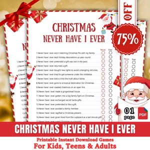 Never Have I Ever Christmas Game, Christmas Party Printable for Family ...