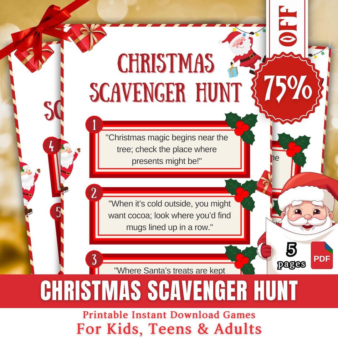 Christmas Scavenger Hunt, Kids Christmas Printable Game, Holiday ...