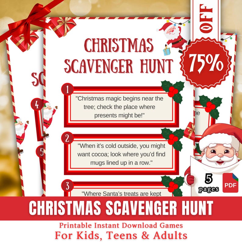 Christmas Scavenger Hunt, Kids Christmas Printable Game, Holiday ...
