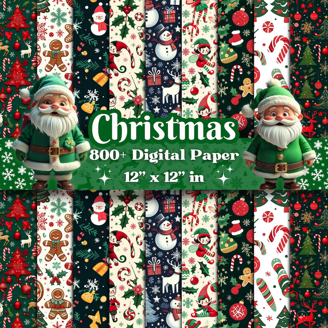 800+ Christmas Digital Paper Bundle, Christmas Season Paper, Christmas ...
