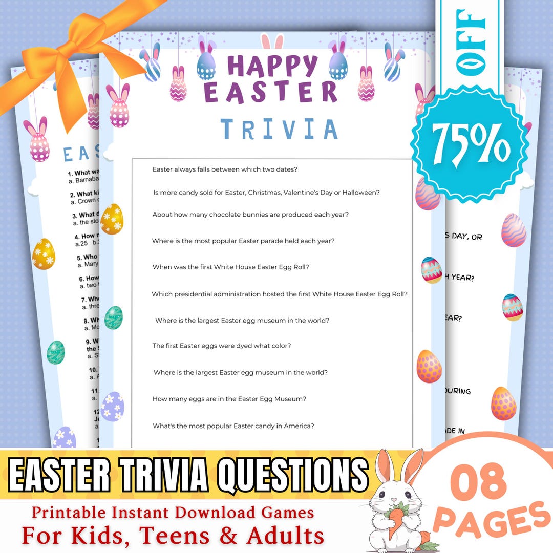 Easter Trivia Quiz | Fun & Challenging Easter Game | Printable Easter ...