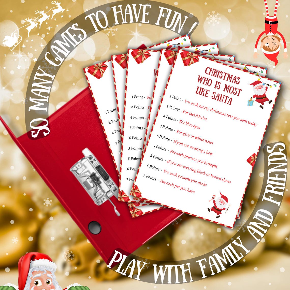 Who is Most Like Santa Game, Christmas Festive Printable Santa Game for ...