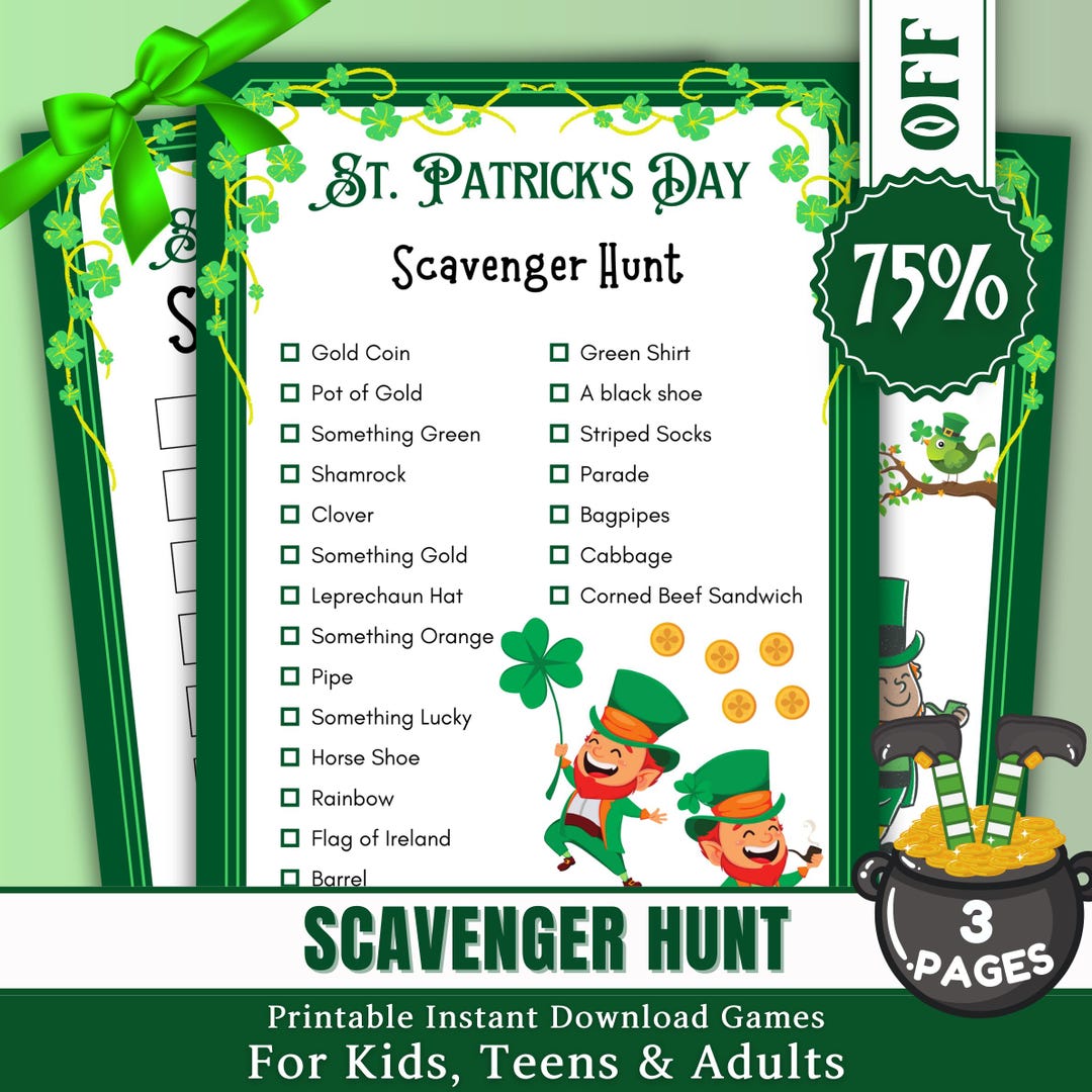 St. Patrick's Day Scavenger Hunt | Fun Printable Game for Kids & Adults ...