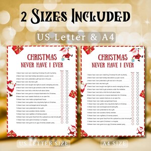 Never Have I Ever Christmas Game, Christmas Party Printable for Family ...