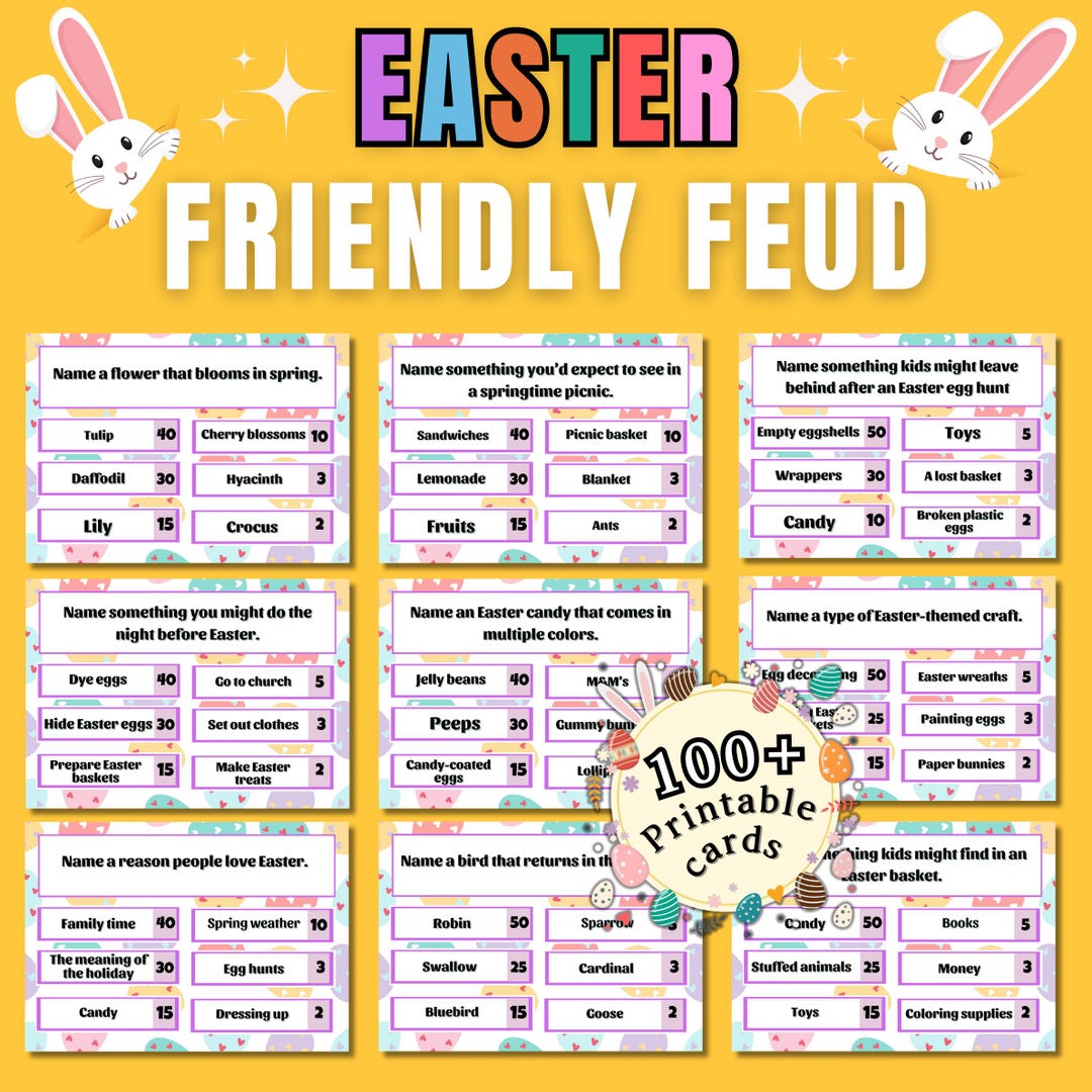 Easter Family Feud Game | Fun Easter Trivia Night | Printable Friendly ...