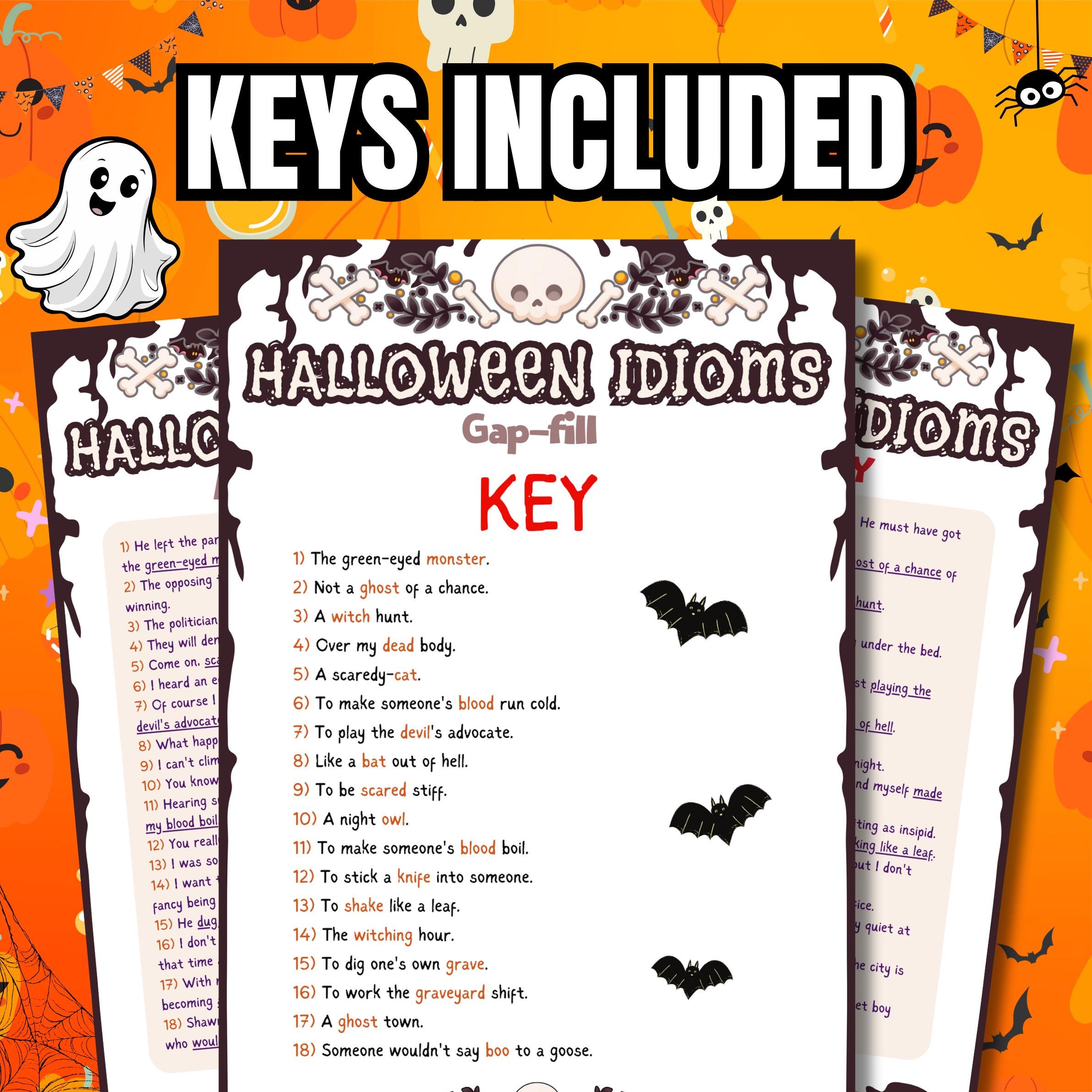 Halloween Idioms Game | Fun Matching | Gap Fill Activities | Printable ...