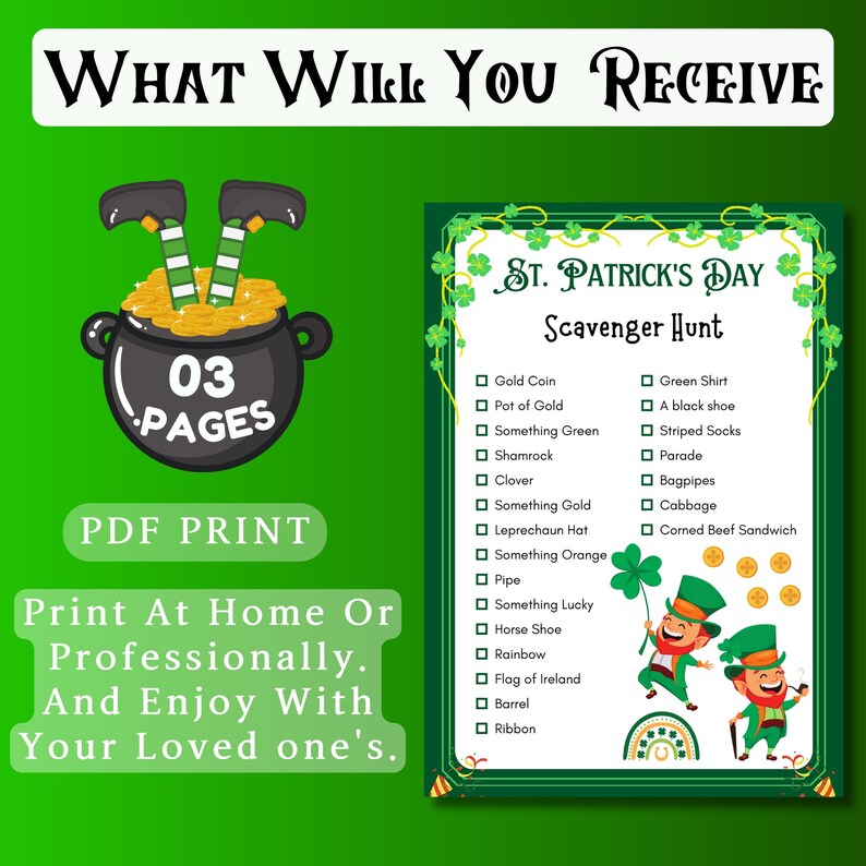 St. Patrick's Day Scavenger Hunt | Fun Printable Game for Kids & Adults ...