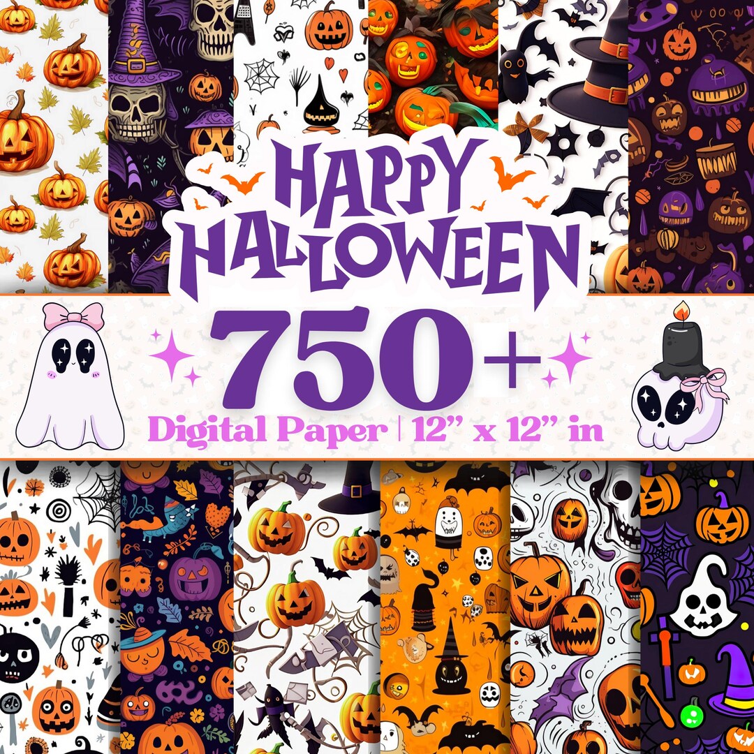 Halloween Digital Paper Bundle 750+ | 12x12 Seamless Patterns ...