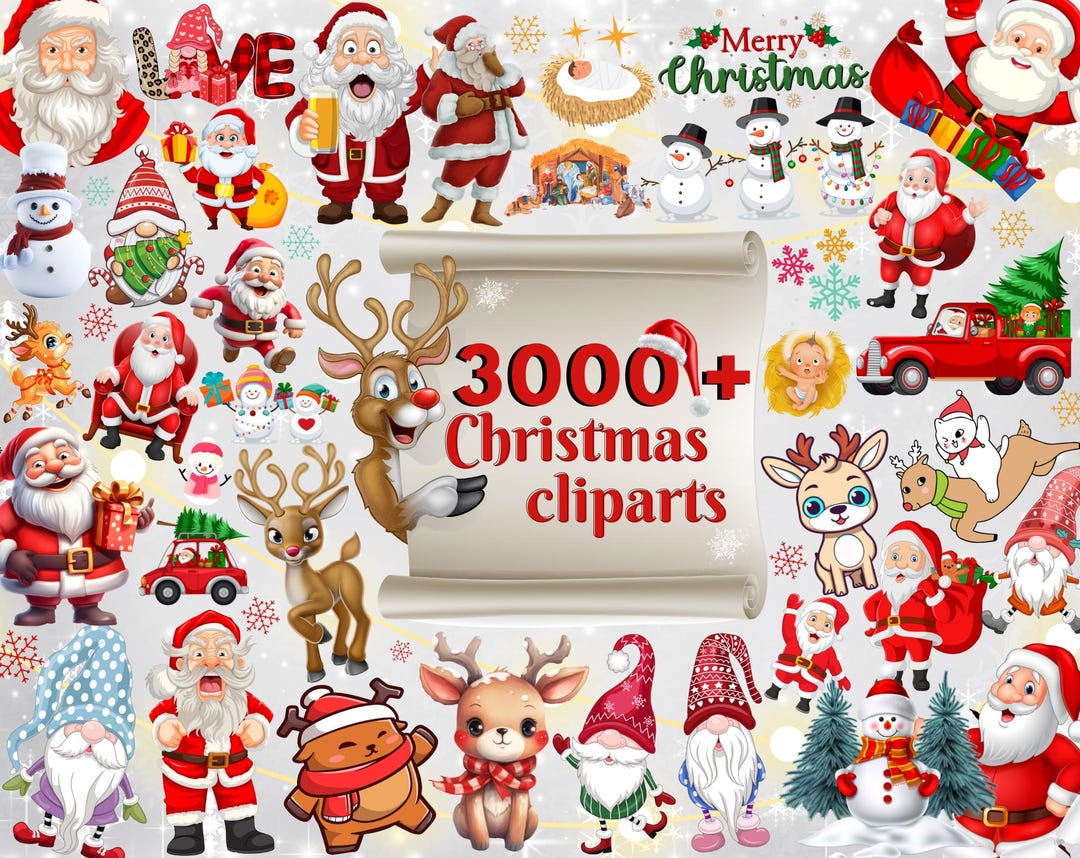 3000 + Christmas Clipart Bundle, Santa Png, Merry Christmas Png ...
