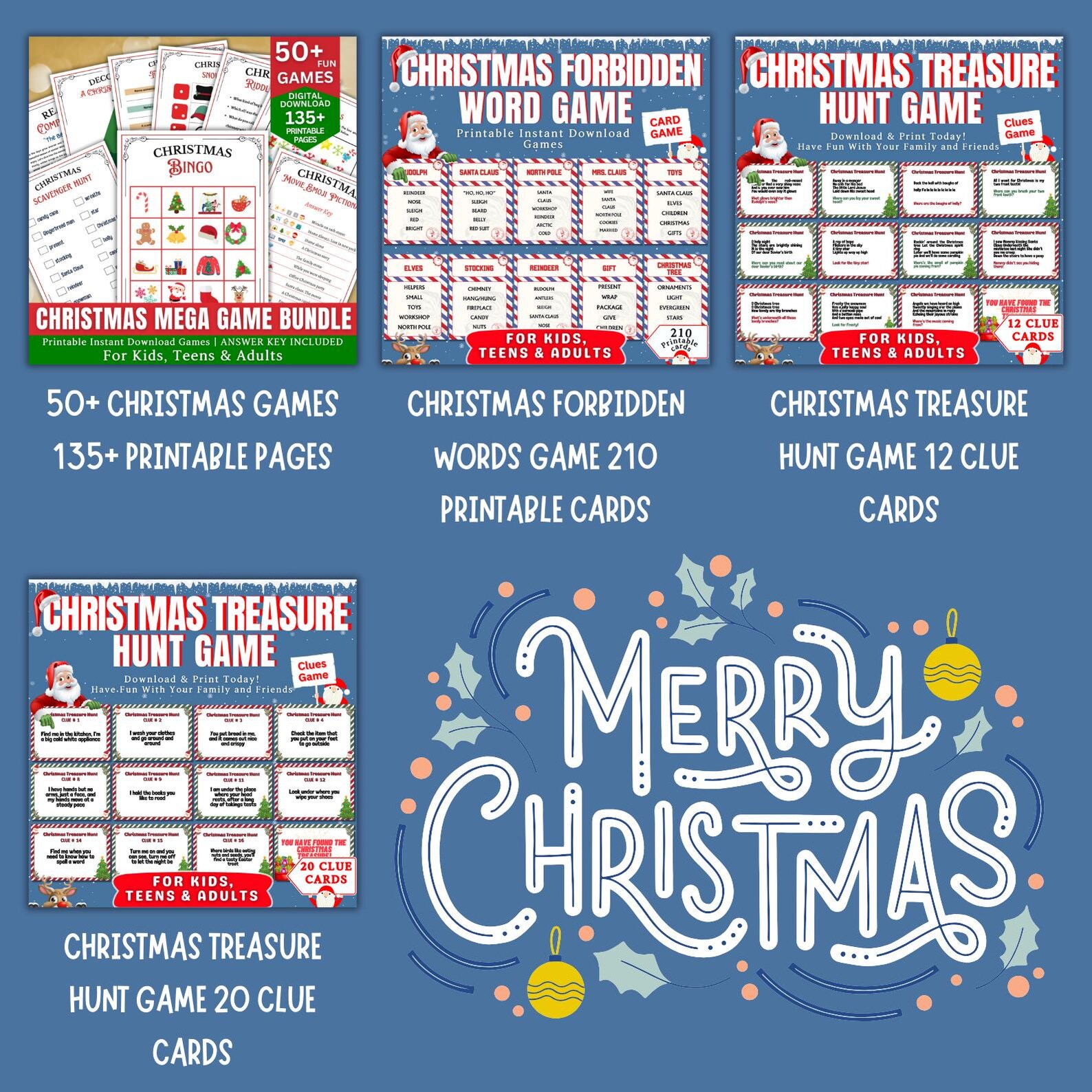 Christmas Mega Game Bundle | Printable Christmas Games for Kids and ...