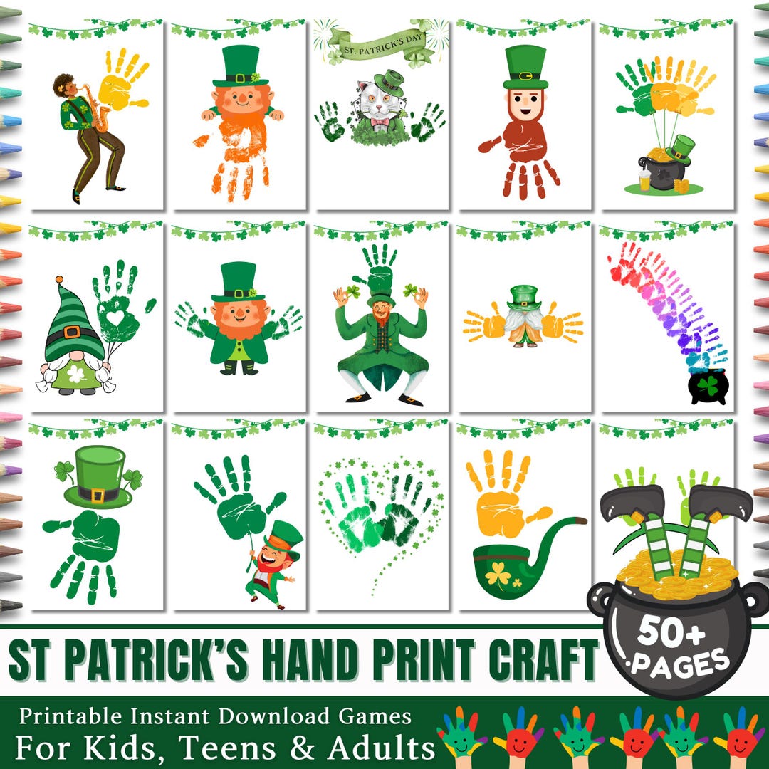 St. Patrick's Handprint | Footprint Craft Bundle, Leprechaun & Clover ...