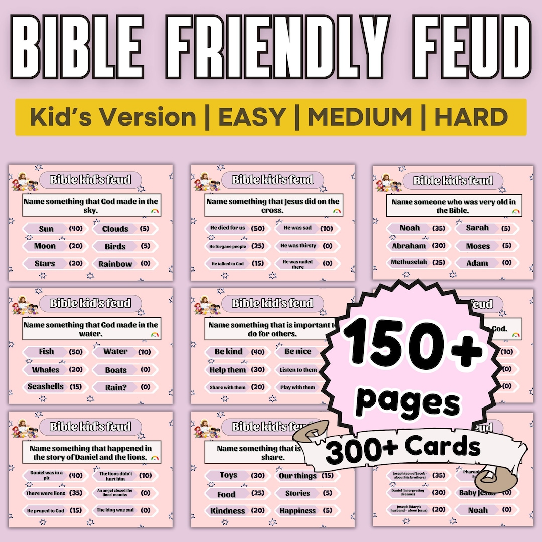 Bible Family Feud Game for Kids – 300+ Printable Cards | Christian ...