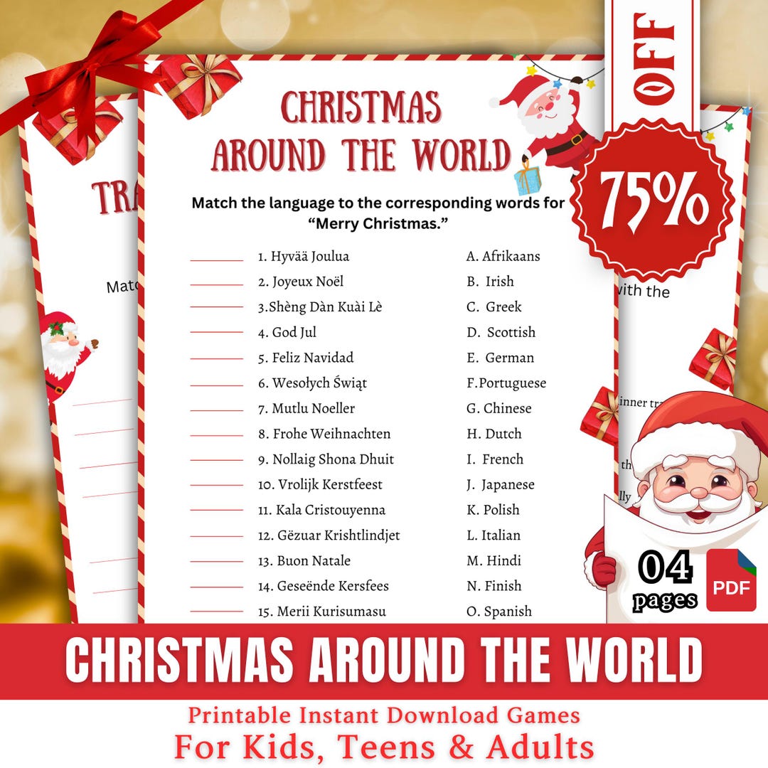 Christmas Around the World Game, Christmas Printable Game for Kids ...