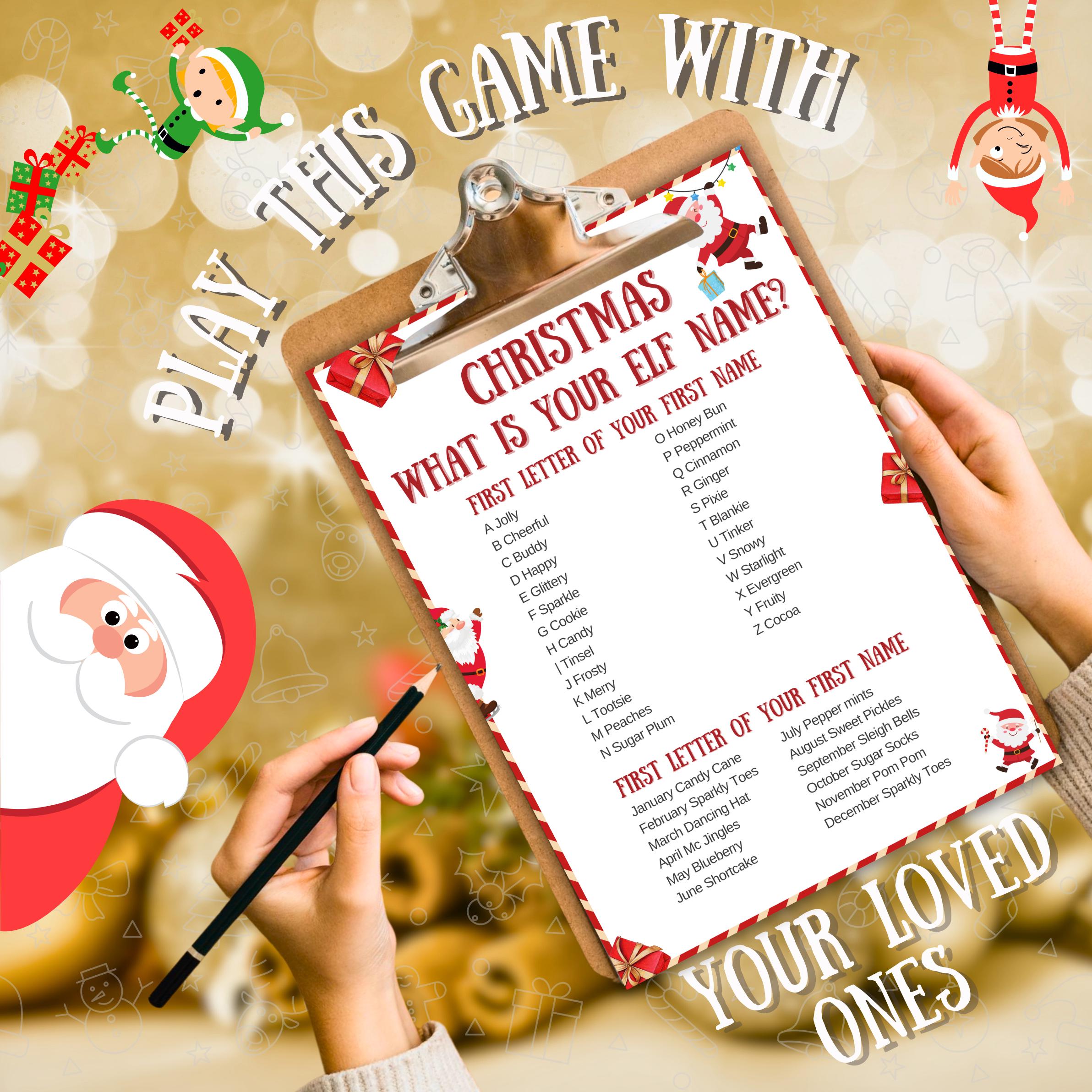 What's Your Elf Name, Christmas Dinner Game, Printable Game for ...