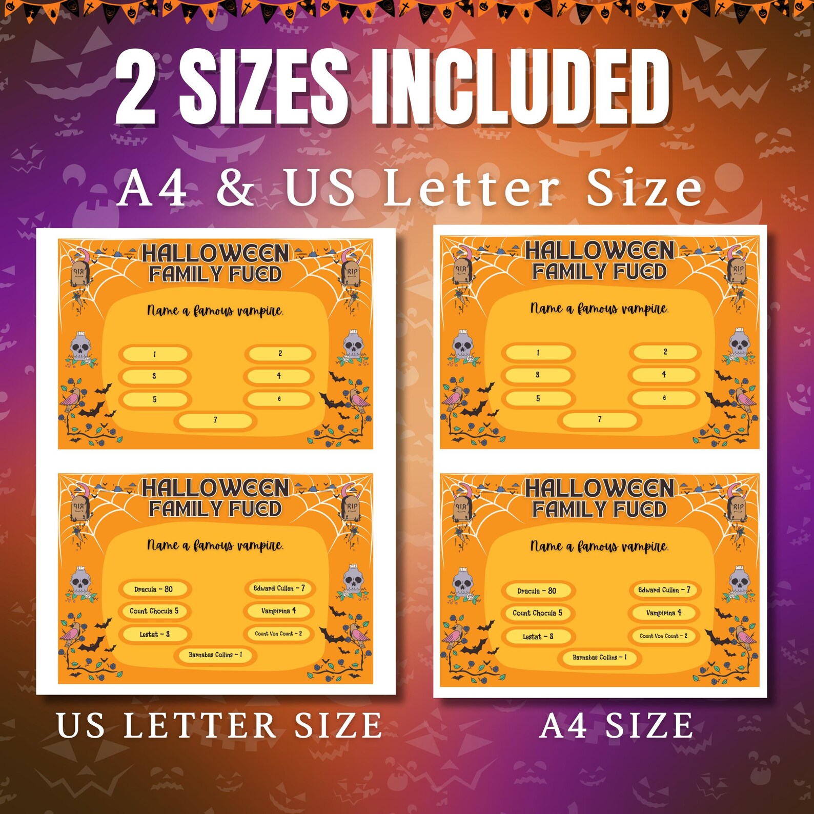 Halloween Family Feud, Printable Family Feud, Fun Feud Game, Group Game ...