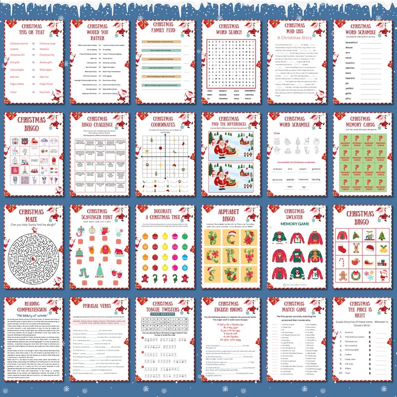 50+ Christmas Games Bundle, Christmas Party Games, School Christmas ...