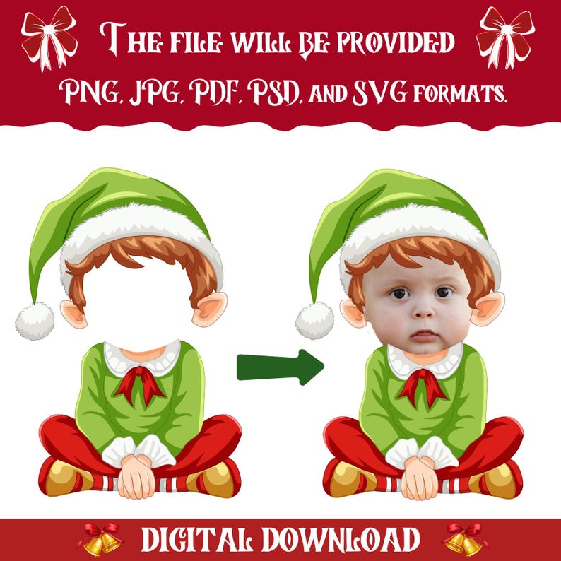 50+ Christmas Add Your Own Photo Face, DIY Elf Yourself PNG Bundle, Elf ...