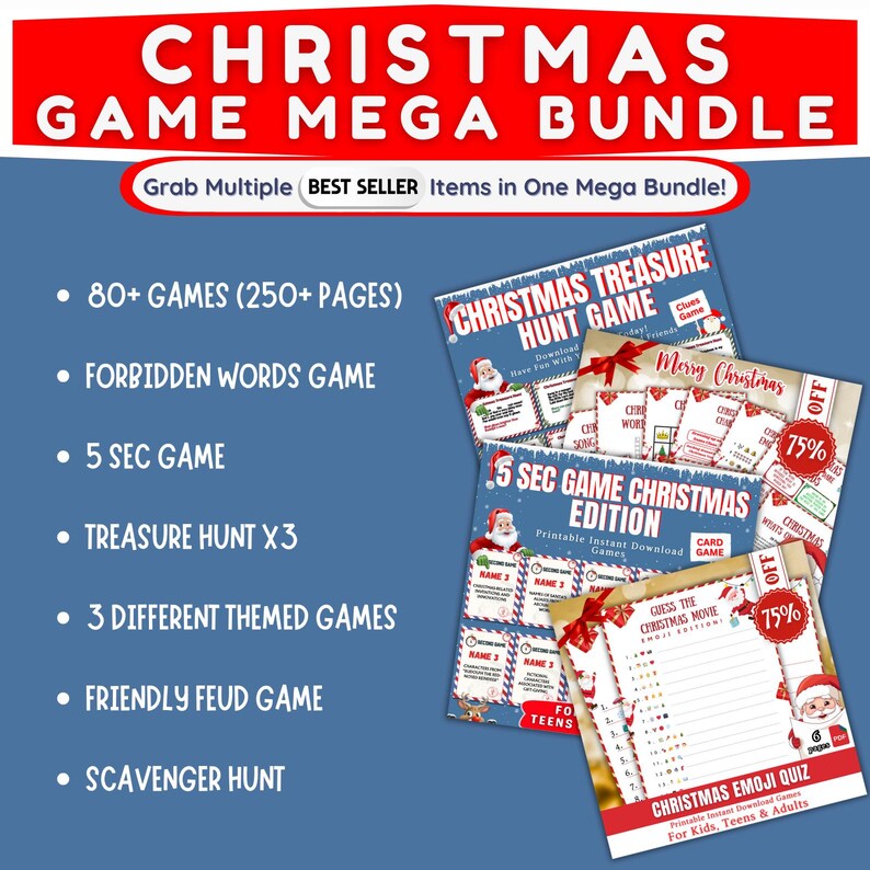 Christmas Mega Game Bundle | Printable Christmas Games for Kids and ...