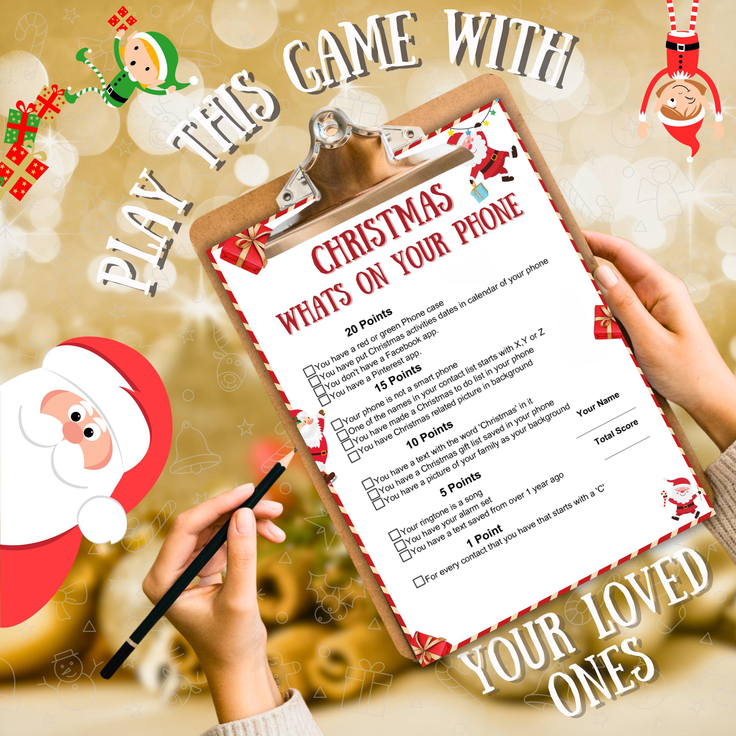 Christmas What's on Your Phone Game, Christmas Printable Games, Xmas ...