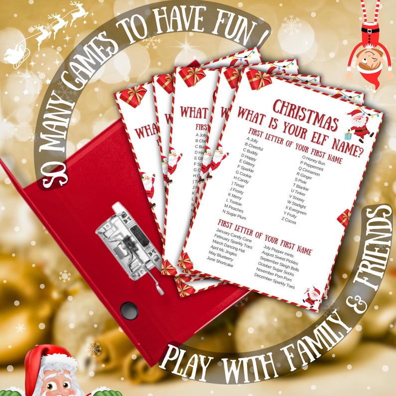What's Your Elf Name, Christmas Dinner Game, Printable Game for ...