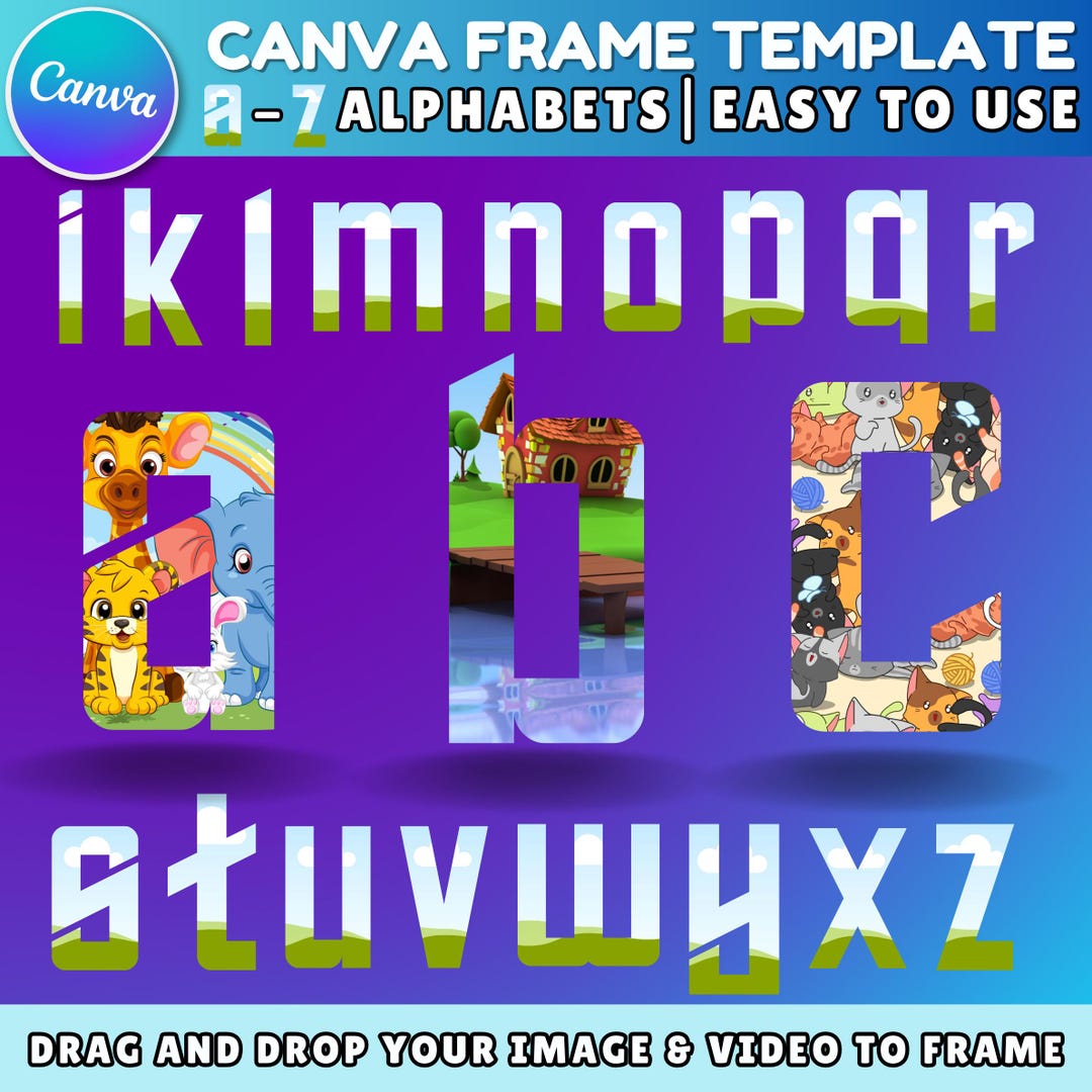 Editable Canva Doodle Alphabet & Numbers | Uppercase Frame Letters ...