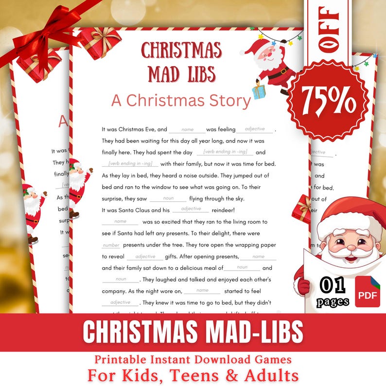 Christmas Mad Libs, Christmas Story Fill-in-the-blanks Game, Fun ...