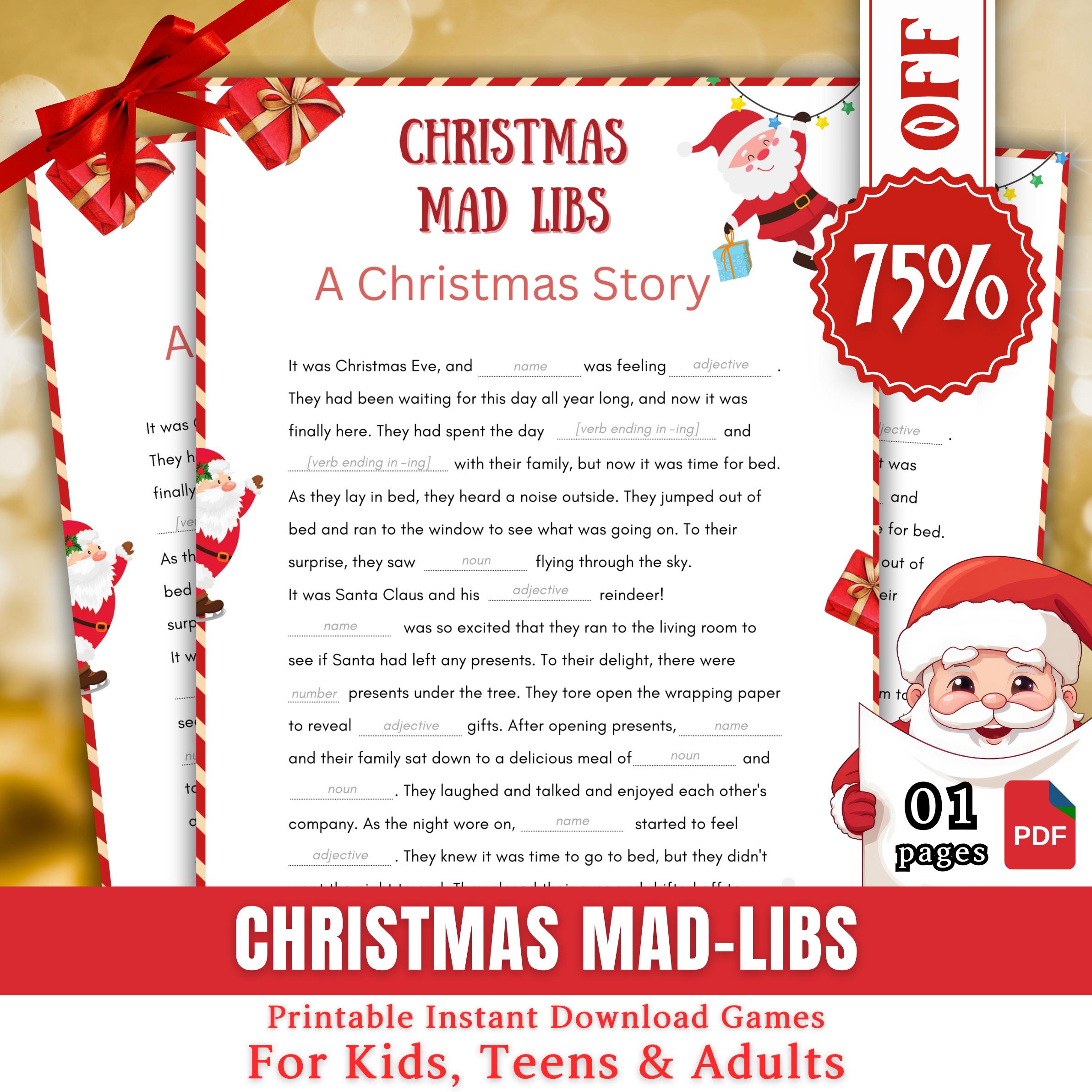 Christmas Mad Libs, Christmas Story Fill-in-the-blanks Game, Fun ...