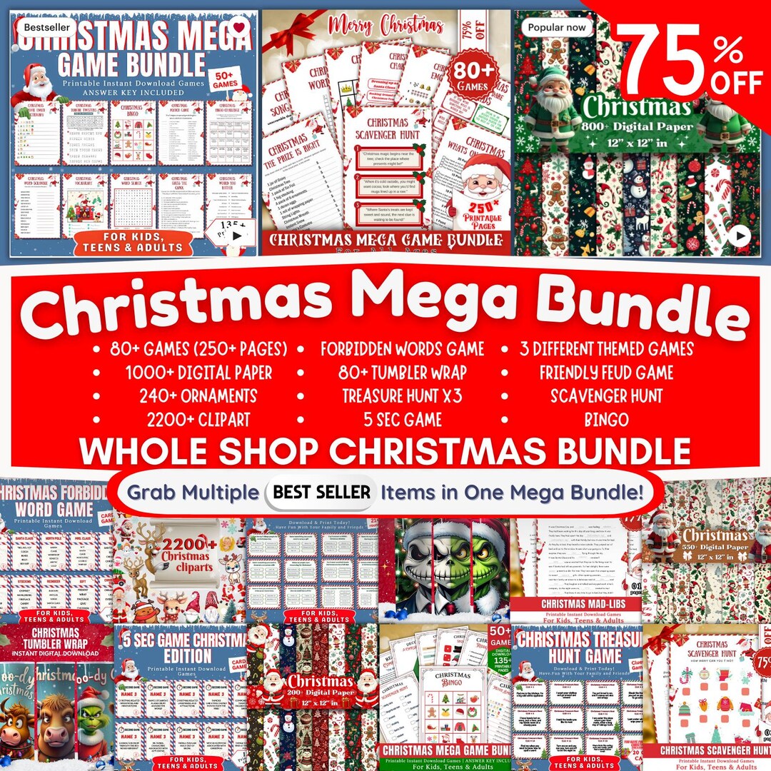 Christmas Mega Bundle, Printable Christmas for Kids & Adult, Christmas ...