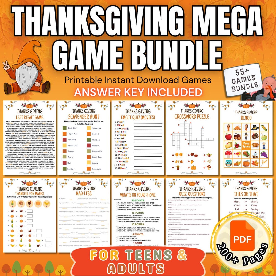 Thanksgiving Printable Games | 200+ Thanksgiving Games Bundle ...