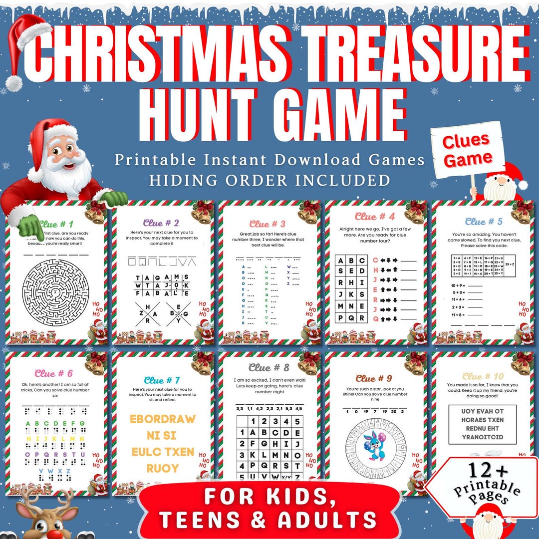Indoor Christmas Treasure Hunt, Xmas Scavenger Hunt, Christmas Activity ...
