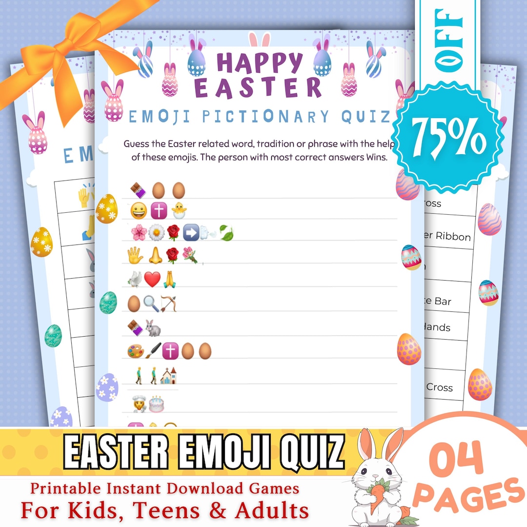 Easter Emoji Quiz | Fun Easter Pictionary Game | Printable Easter Party ...