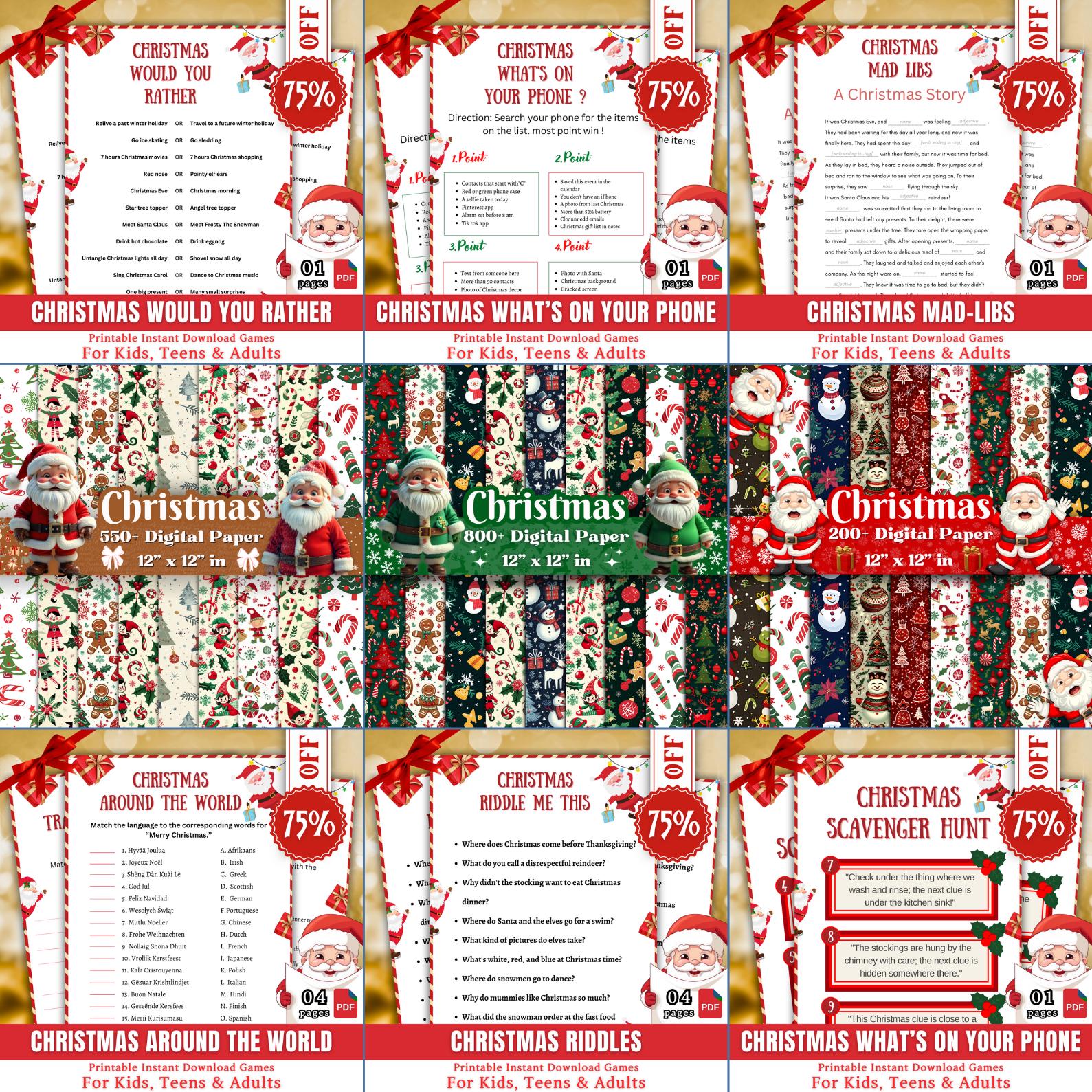 Christmas Mega Bundle, Printable Christmas for Kids & Adult, Christmas ...