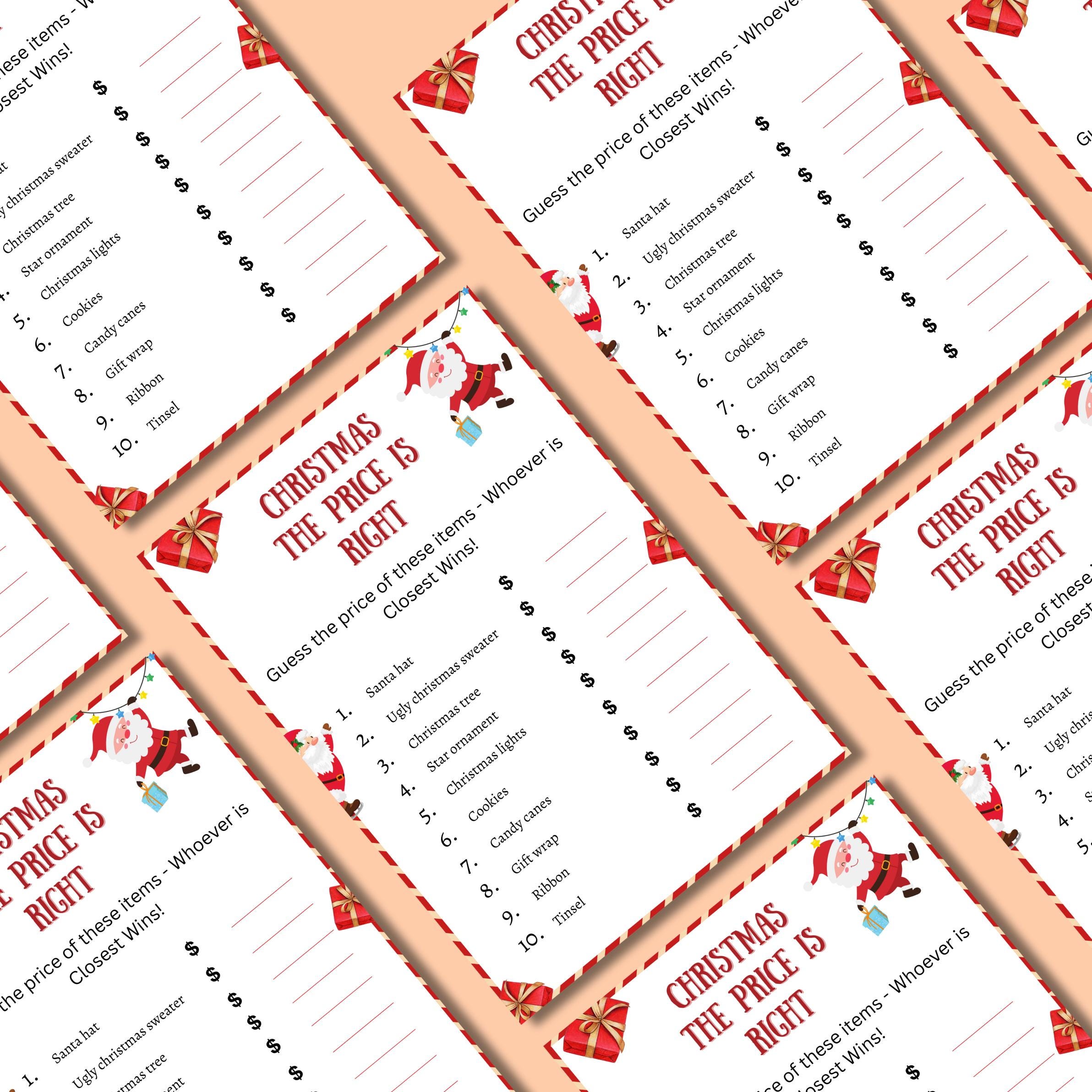 Christmas the Price is Right Game, Christmas Printable Holiday Party ...