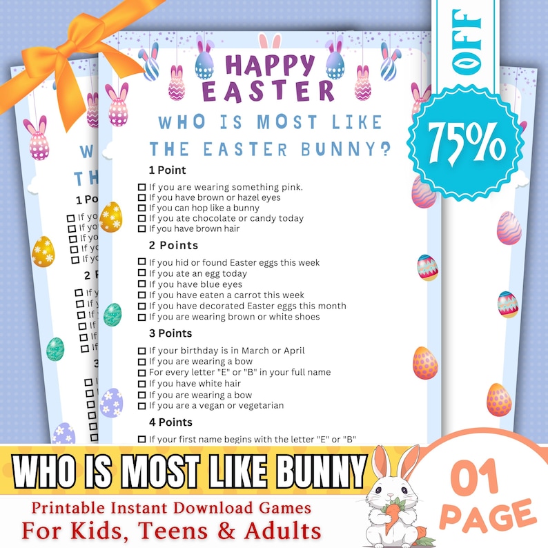 Who is Most Like the Easter Bunny? | Fun Easter Party Game | Printable ...