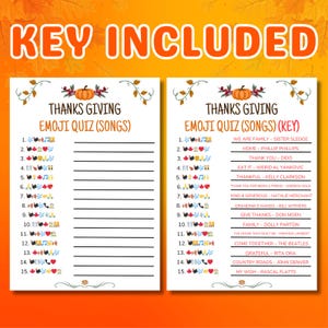 Thanksgiving Emoji Game, Printable Thanksgiving Game for Kids Adults ...
