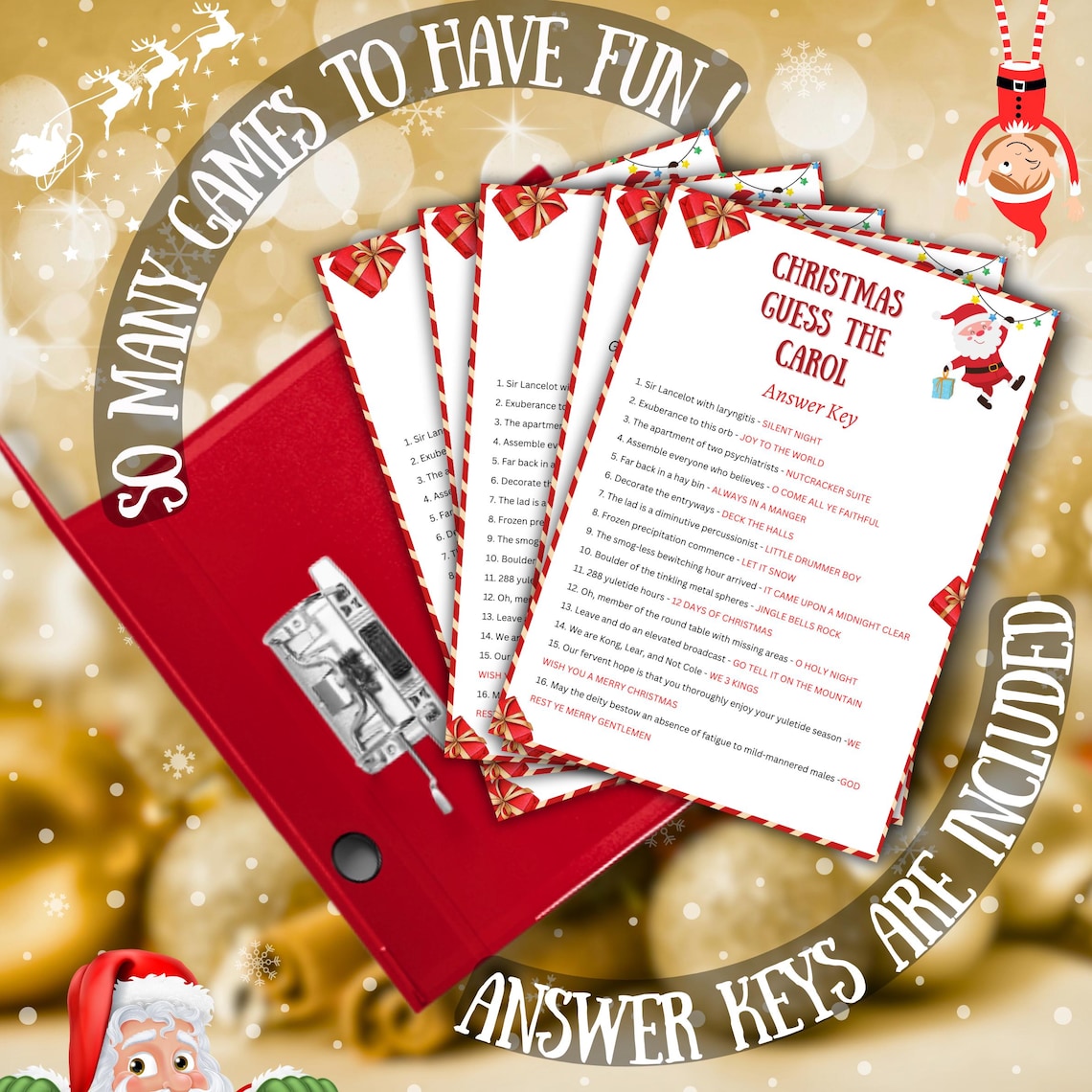 Christmas Guess the Carol Trivia, Christmas Party Printable Game, Kids ...