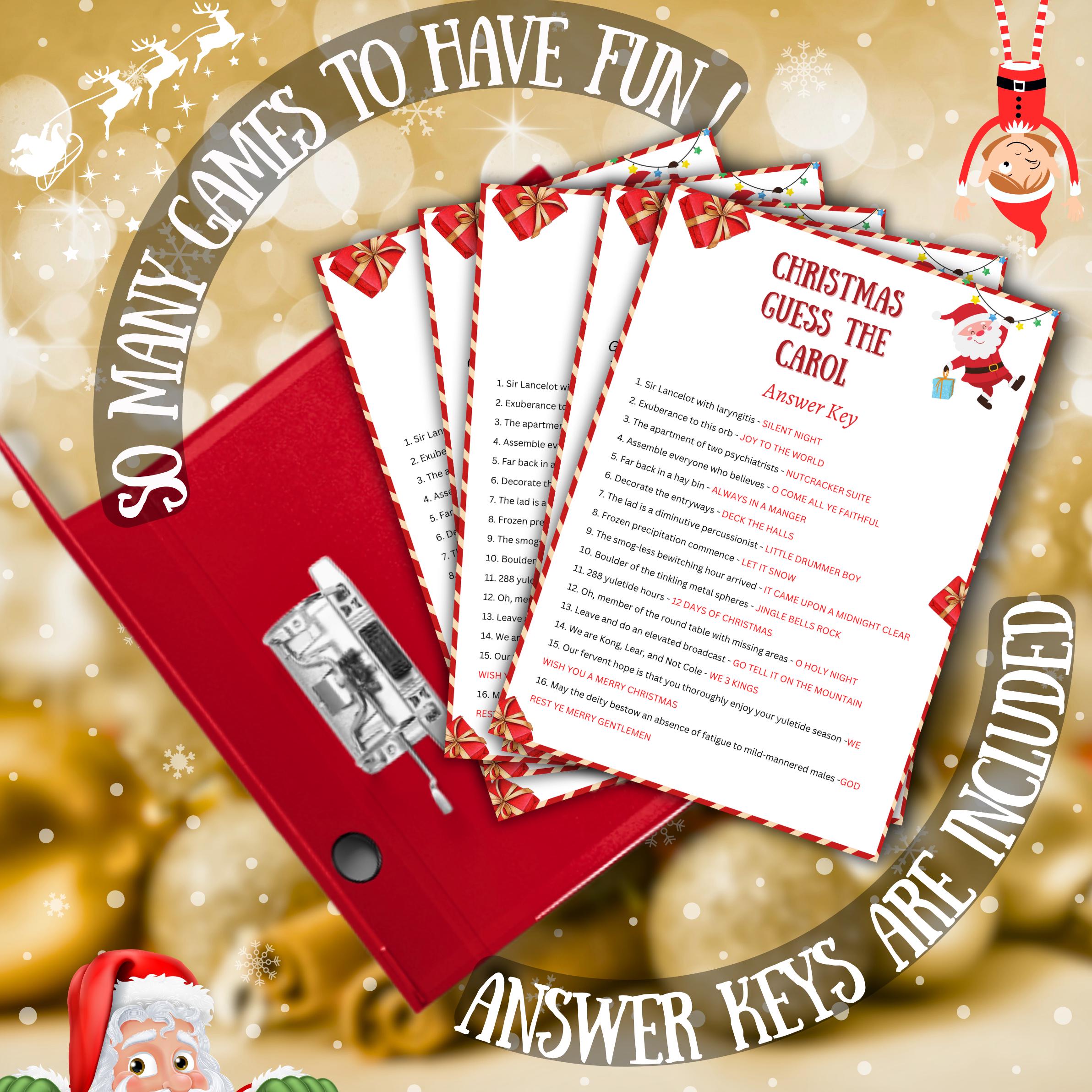 Christmas Guess the Carol Trivia, Christmas Party Printable Game, Kids ...