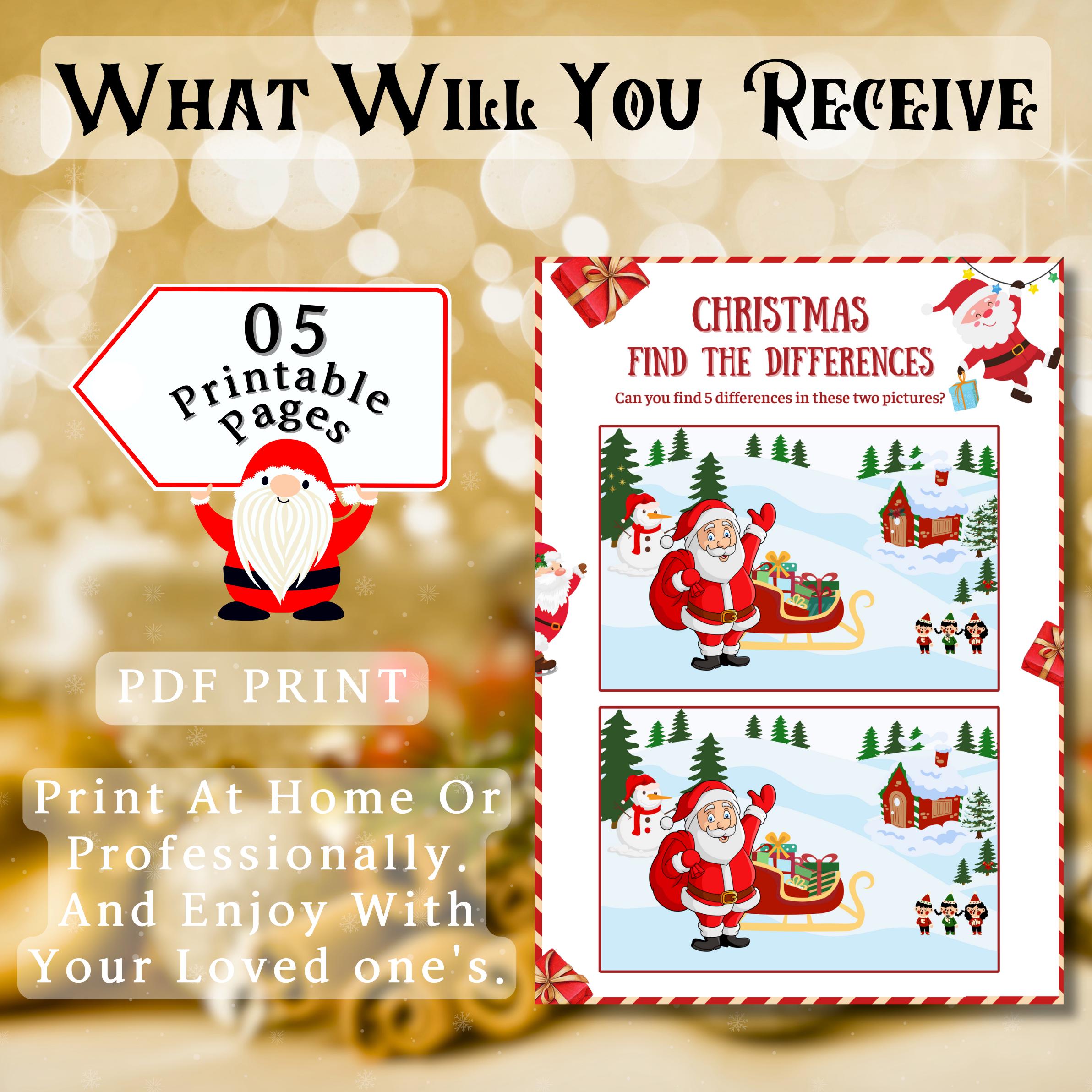Christmas Find the Difference Game, Christmas Spot the Difference ...