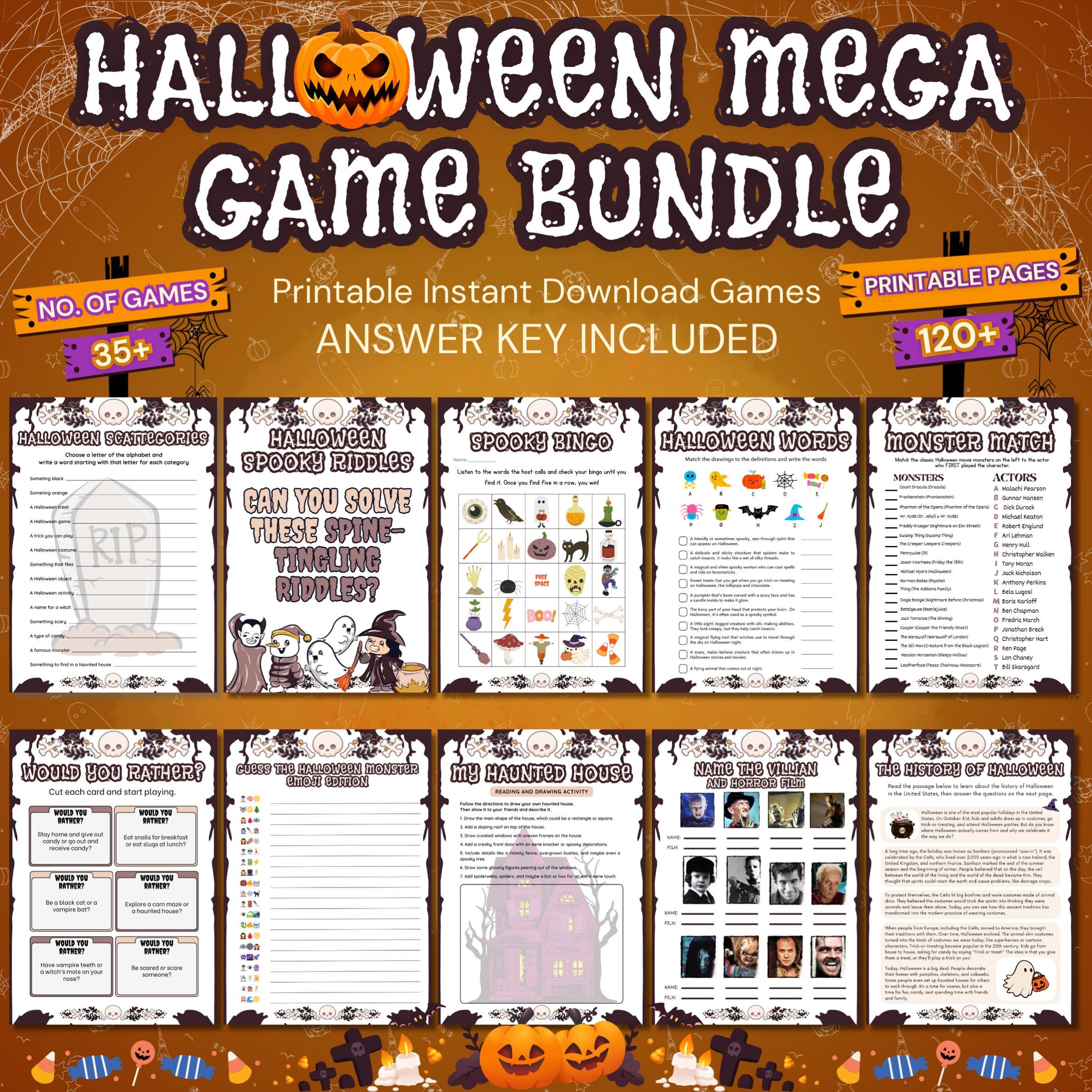 8-in-1 Halloween Games Bundle | Printable Party Fun for All Ages | All ...