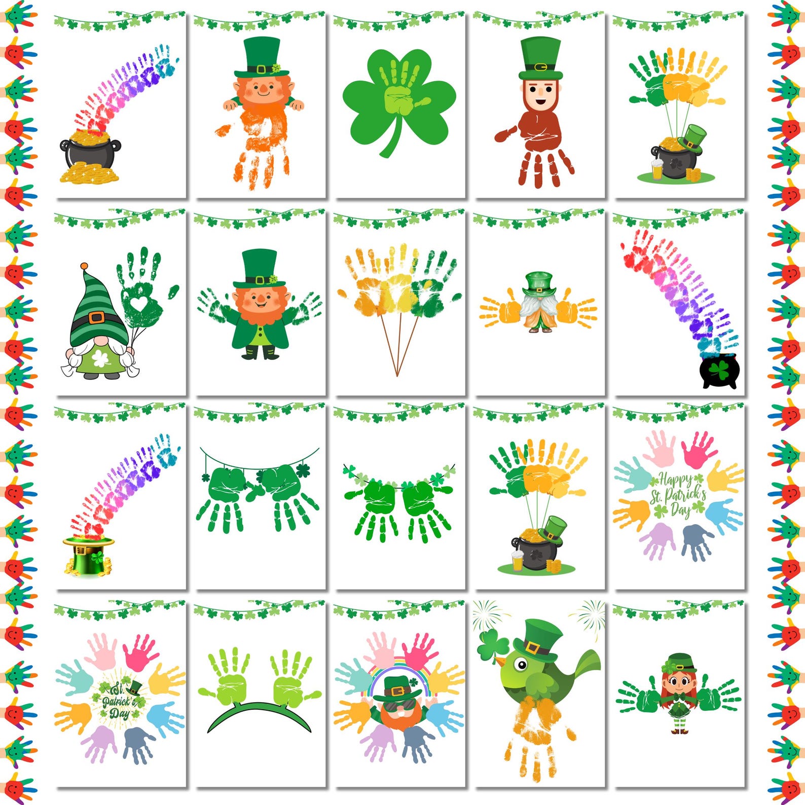 St. Patrick's Handprint | Footprint Craft Bundle, Leprechaun & Clover ...