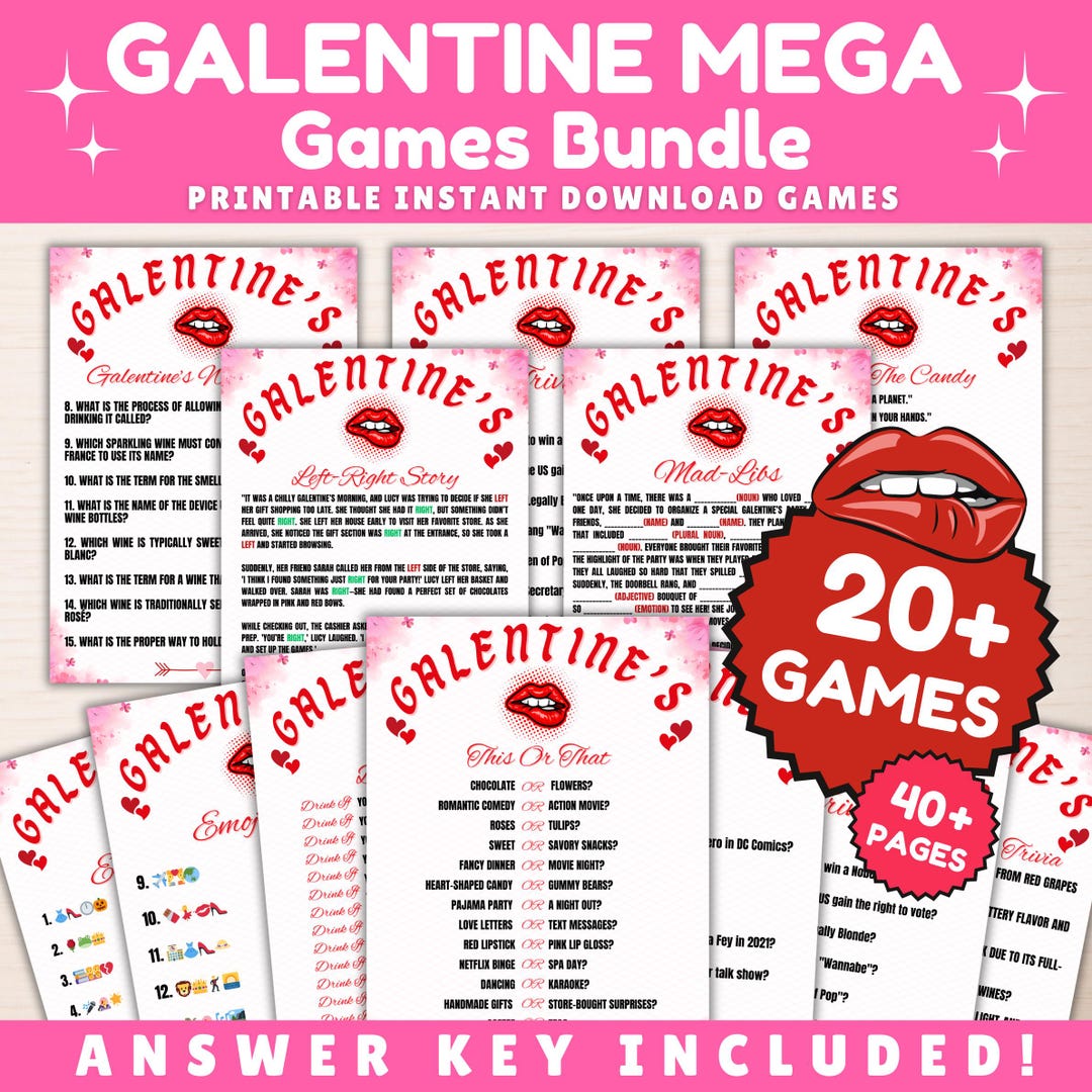 Galentines Day Games Printable Adult Galentine's Day Party Bundle ...