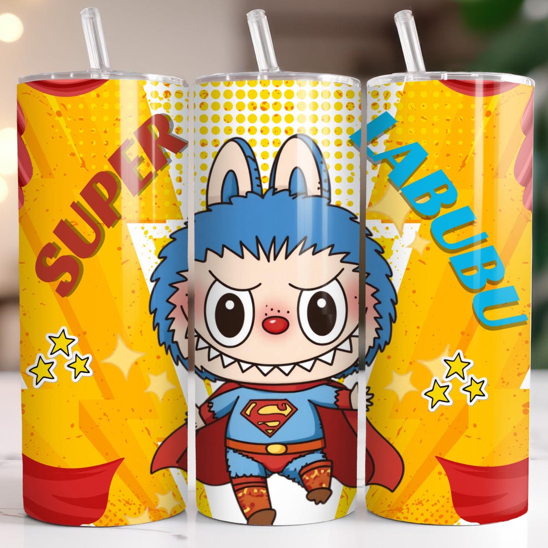 Superhero Labubu Tumbler Wrap PNG – 20oz Comic Style Sublimation Cup ...