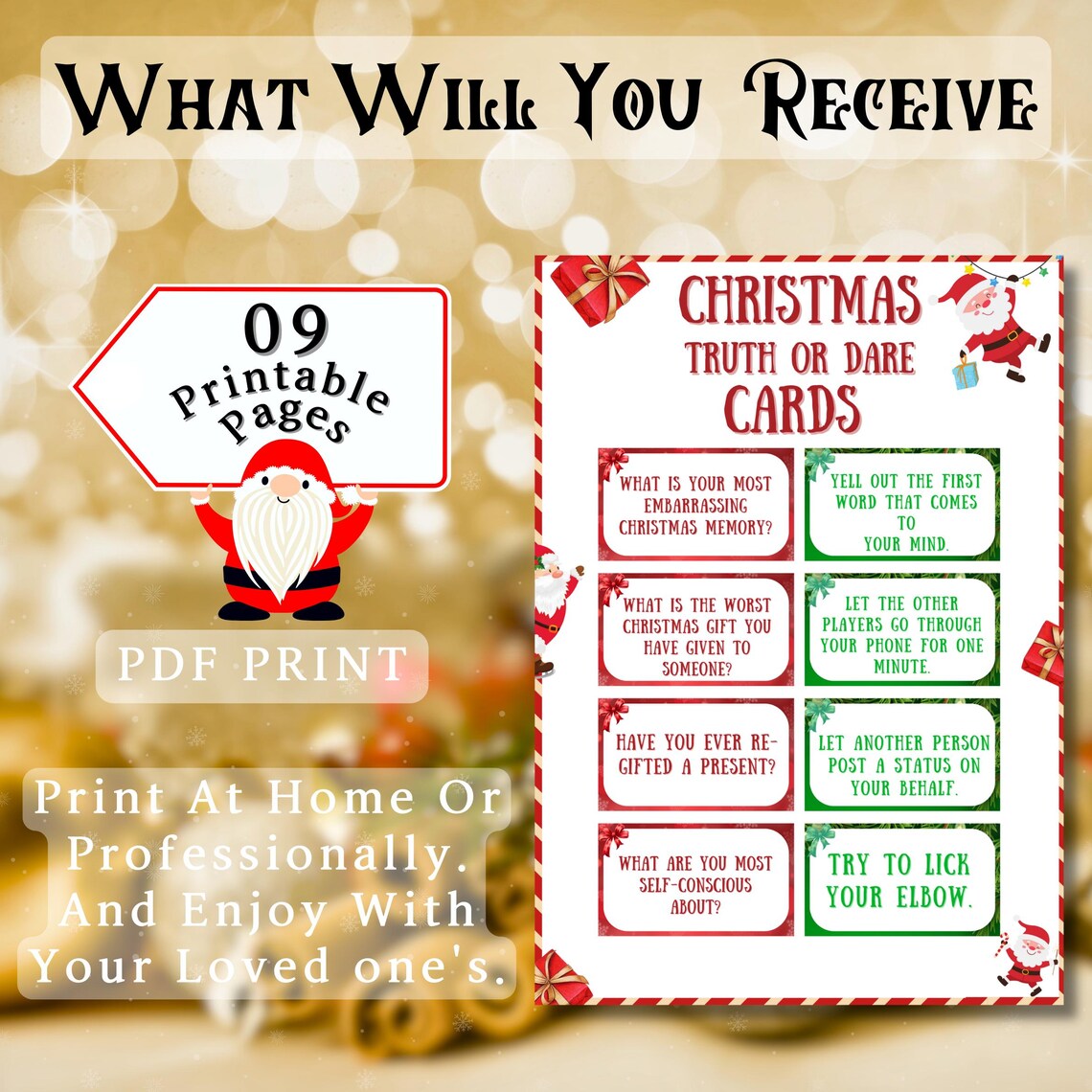 Christmas Truth or Dare, Christmas Holiday Party Game, Christmas Game ...